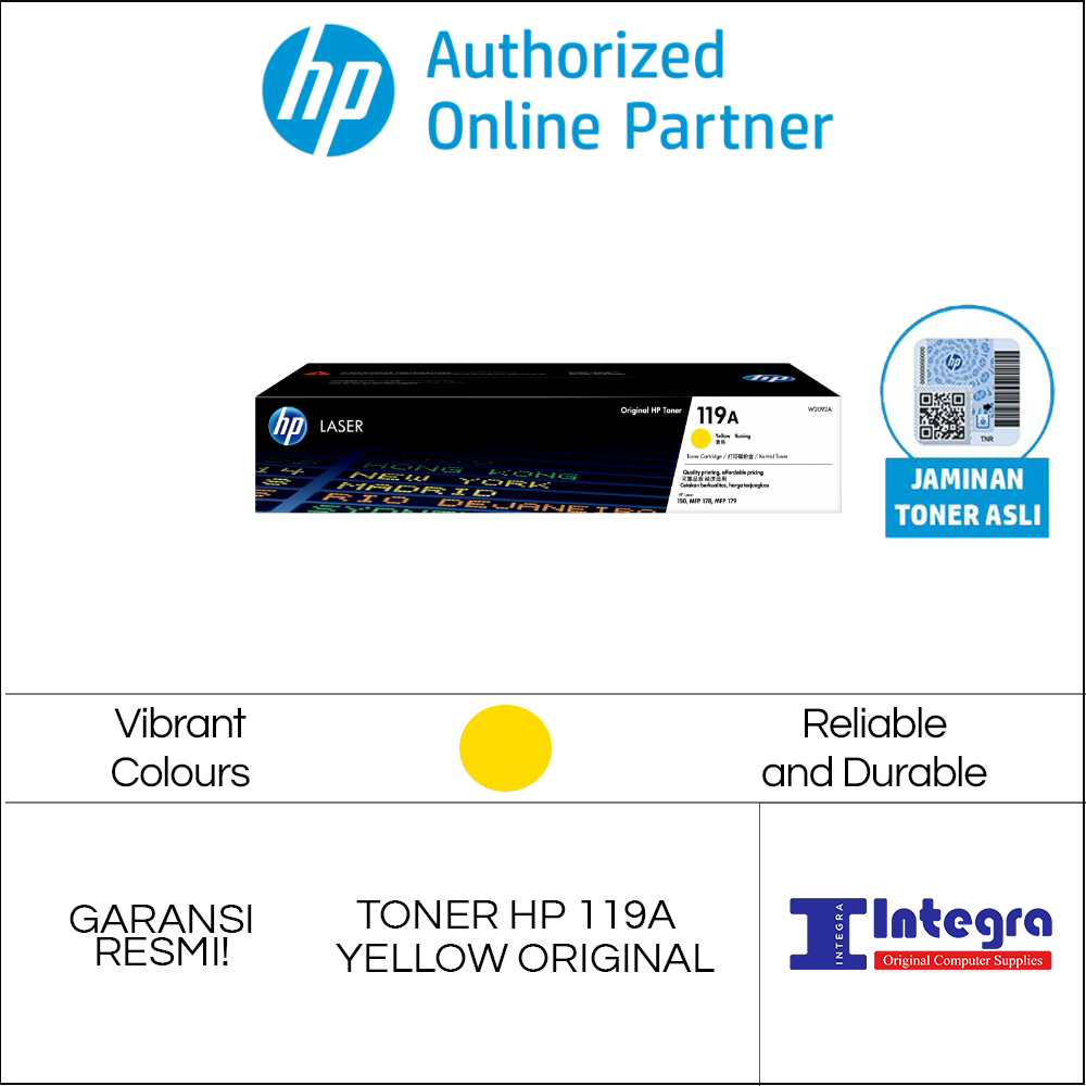 Jual Toner HP 119A Yellow Original LaserJet Cartridge - W2093A -for ...