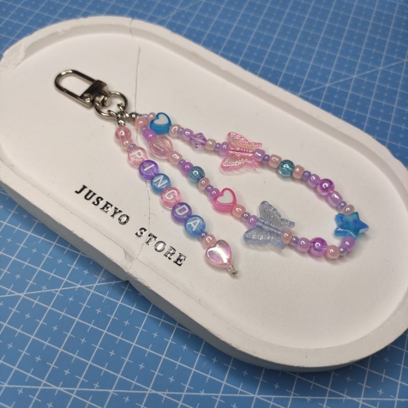 Jual Keychain clasp lucu beads custom nama | gantungan tas | hp ...