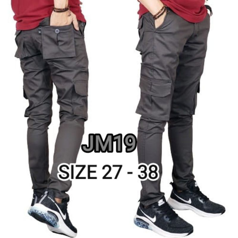 Jual Celana Cargo Panjang Pria Slimfit Kasual Premium Kargo Pdl Polos Hitam Laki Jumbo Army Size ...