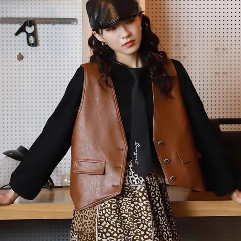 Jual Rompi kulit vintage vest leather trendy by DN LEATHER | Shopee ...