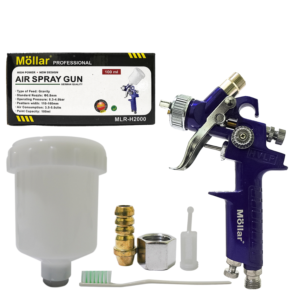 Jual MOLLAR H2000 Air Spray Gun 100 ml Tabung Atas Semprotan Cat ...