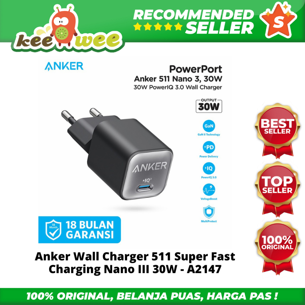 Jual Anker Wall Charger 511 Super Fast Charging Nano III 30W - A2147 | Shopee Indonesia