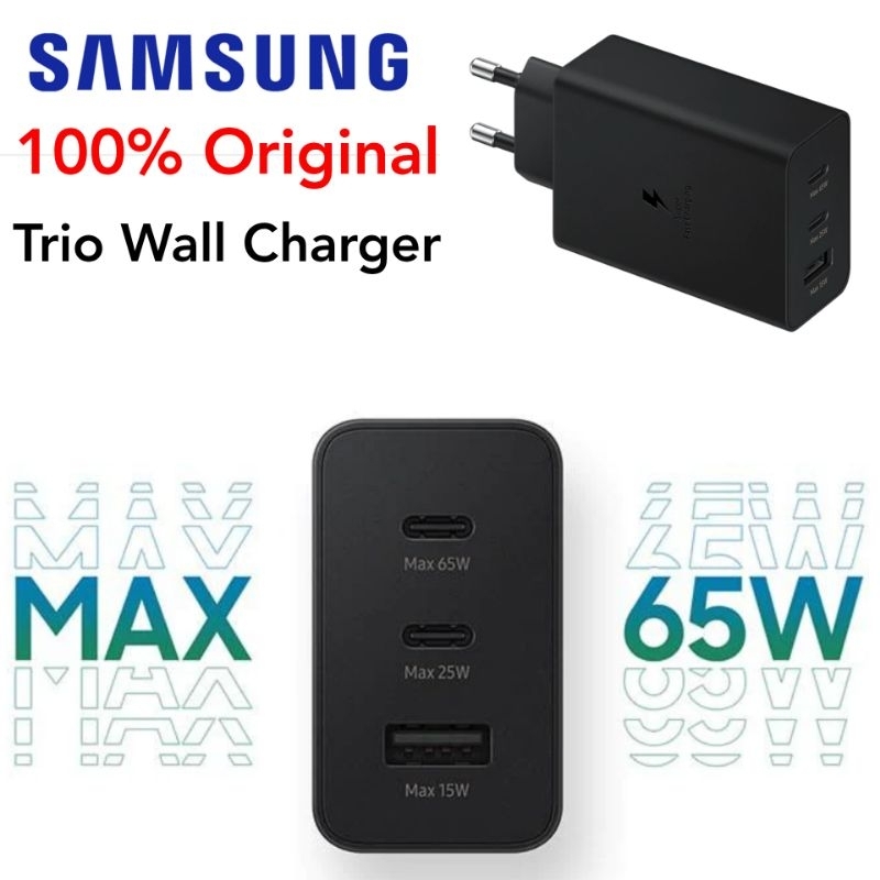 Jual Samsung Original Charger 65W Super Fast Charging Trio Wall Adapter ...