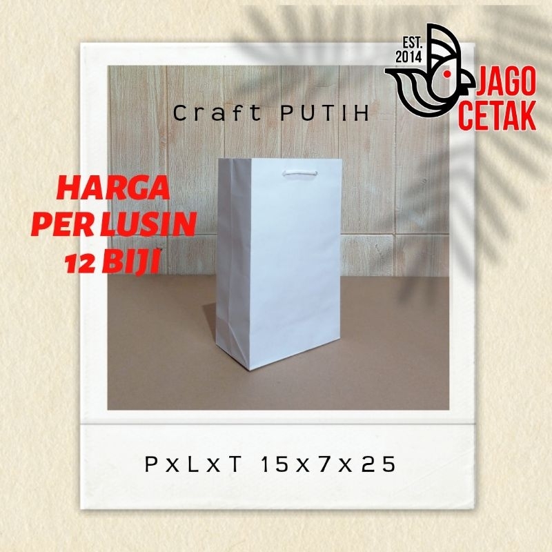 Jual Bag Putih(12Biji) 15x7x25 Craft paperbag goodie bag taskecil ...