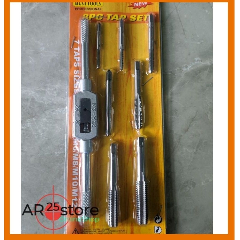 Jual Hand Tap Set 8pcs / Handtap Senai Drat / Snai Derat Ulir Baut Metric / Plus Gagang Snei Mur ...
