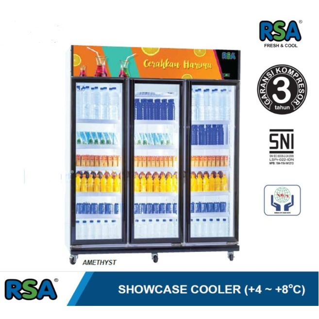 Jual RSA Showcase 3 Pintu 1280 Liter AMETHYST Display Cooler Garansi ...