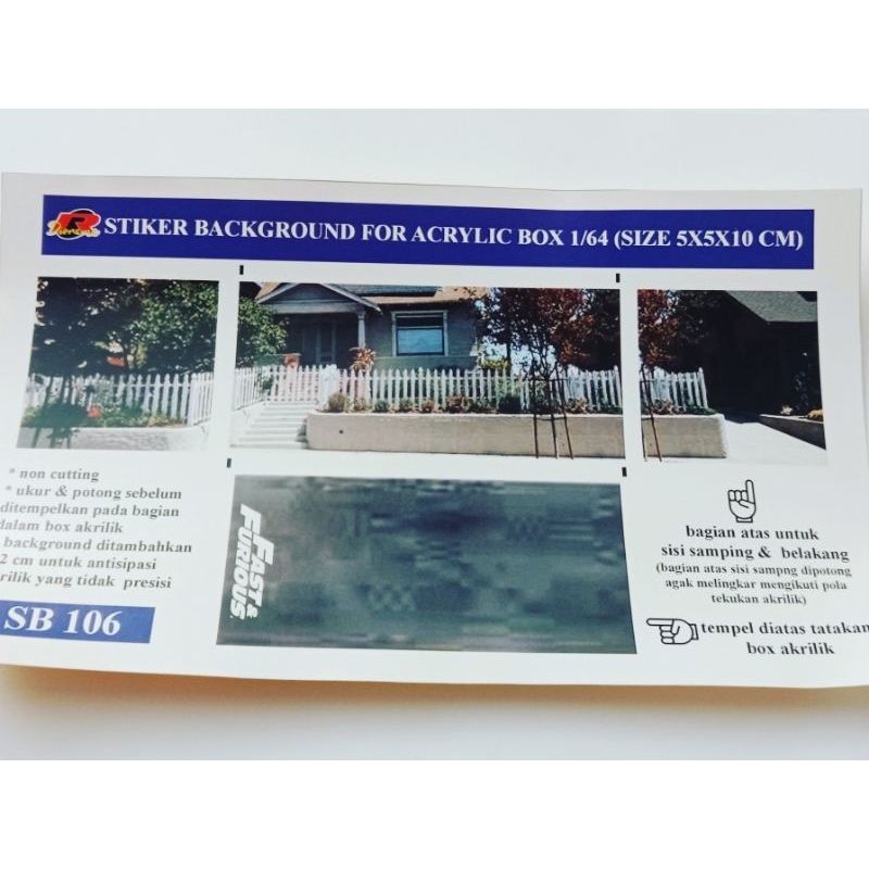 Jual Stiker Background Kotak Akrilik 1/64 SB106 Dom House Fast Furious ...