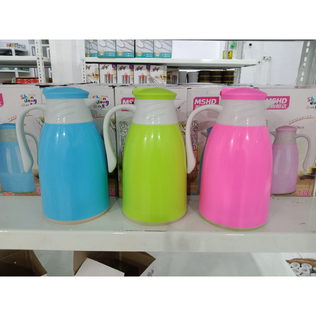 Jual Termos Jug 1L Teko 1000ml termos air panas bahan kaca luar plastik ...