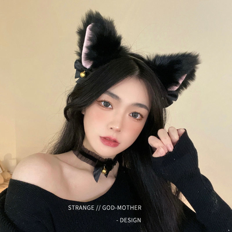 Jual Bando Kuping Kucing Cosplay Kostum Nekomimi Lengkap Kalung Lonceng ...