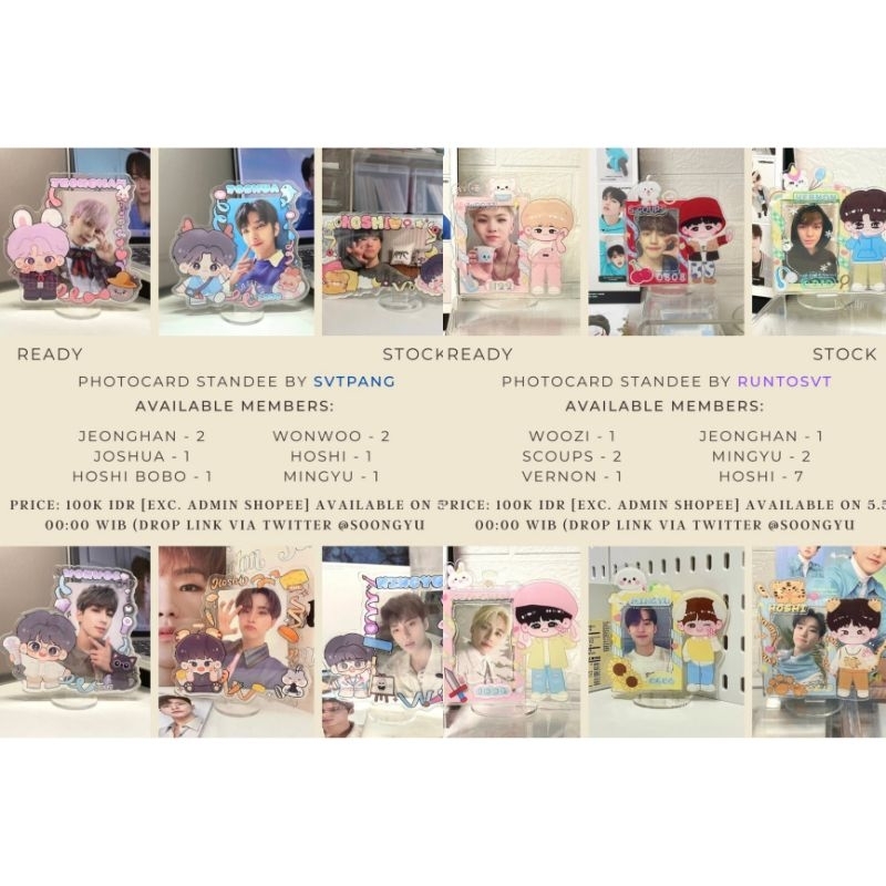 Jual (READY STOCK) SEVENTEEN PHOTOCARD STANDEE BY RUNTOSVT AND SVTPANG ...