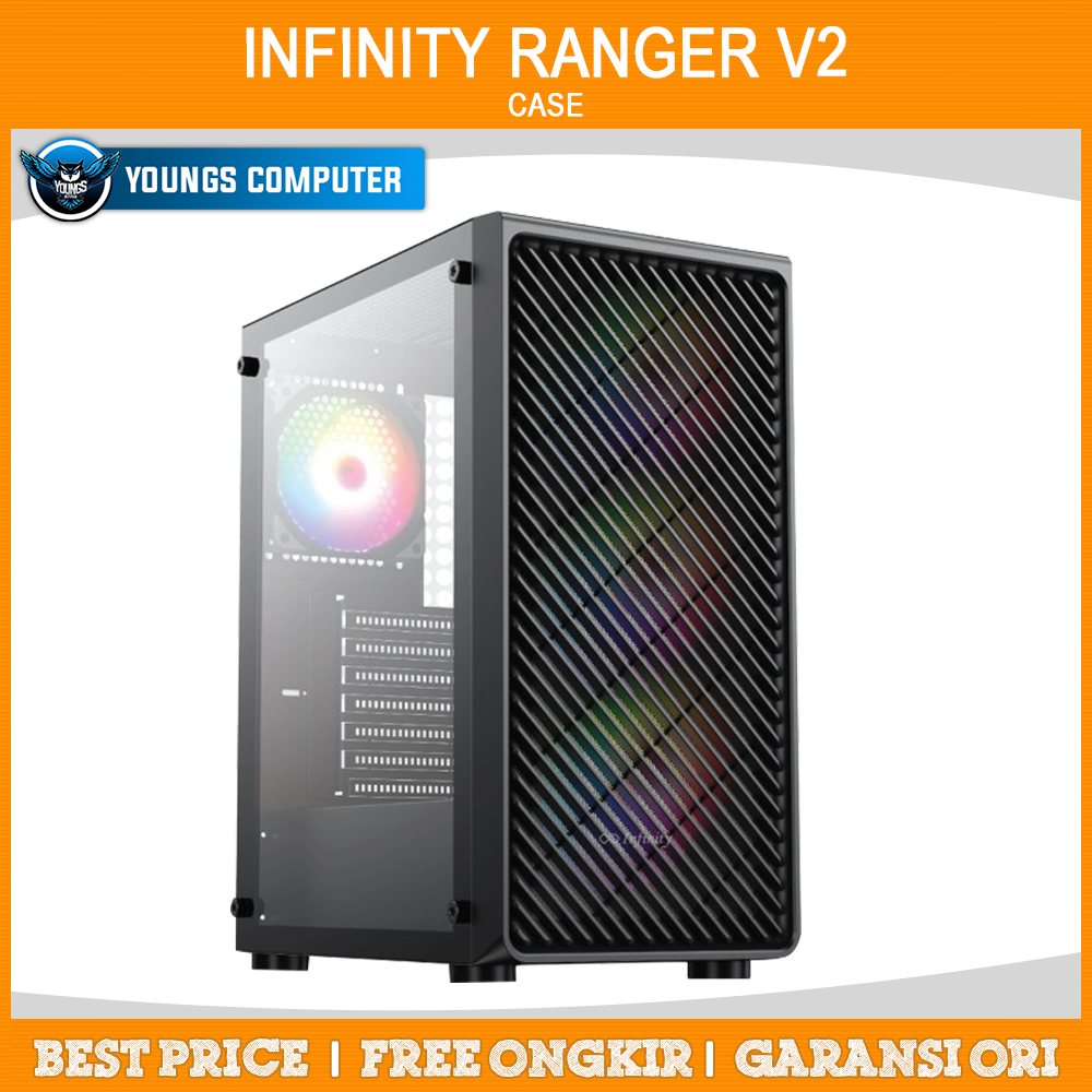 Jual CASING INFINITY RANGER V2 BLACK ATX Temper Glass Mid Tower Gaming ...