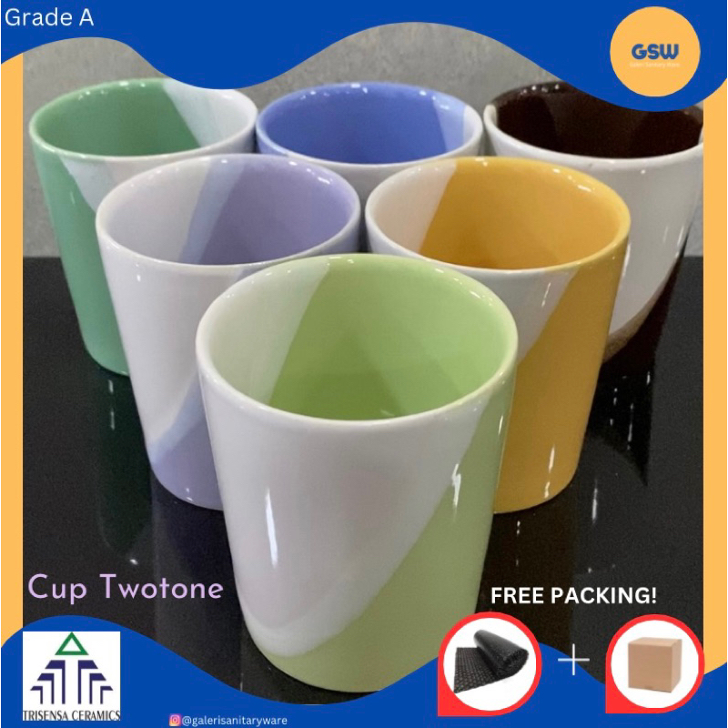 Jual Gelas Keramik Dua Warna / Gelas Twotone Color | Shopee Indonesia