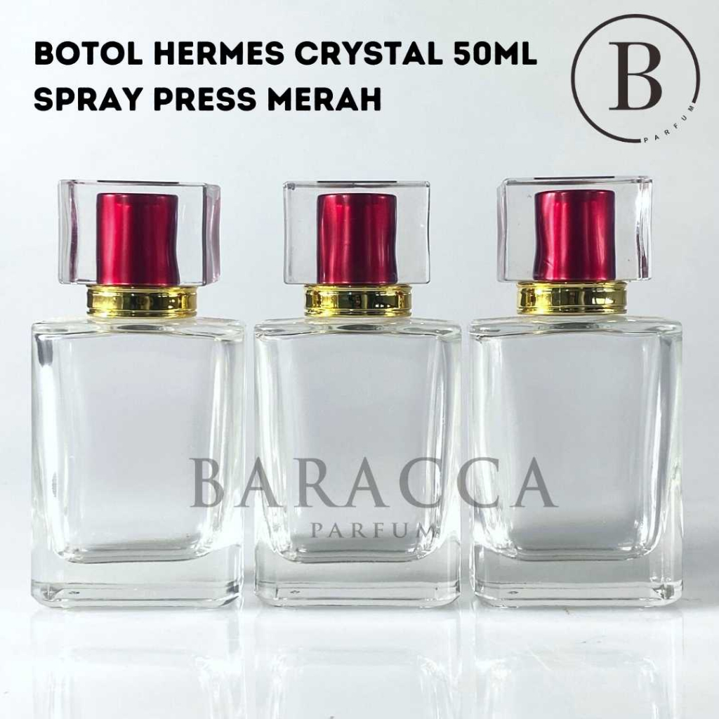 Jual Botol Parfum Hermes 50ML Press Crystal Merah - Botol Parfum Kosong ...