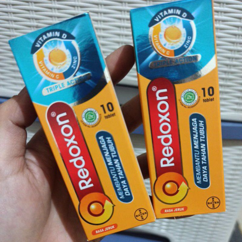 Jual Redoxon Triple Action CDR Vitamin C D Zinc 10 tab kalsium | Shopee ...