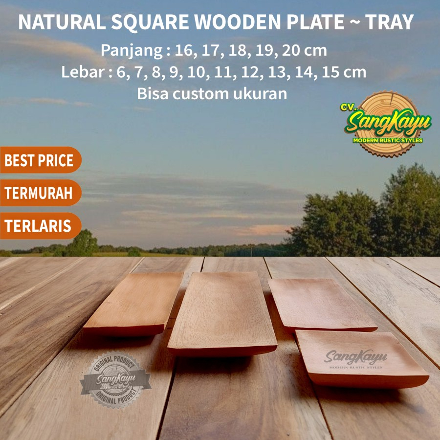 Jual SangKayu Piring Kayu Persegi Panjang Piring Shusi Piring Cekung ...
