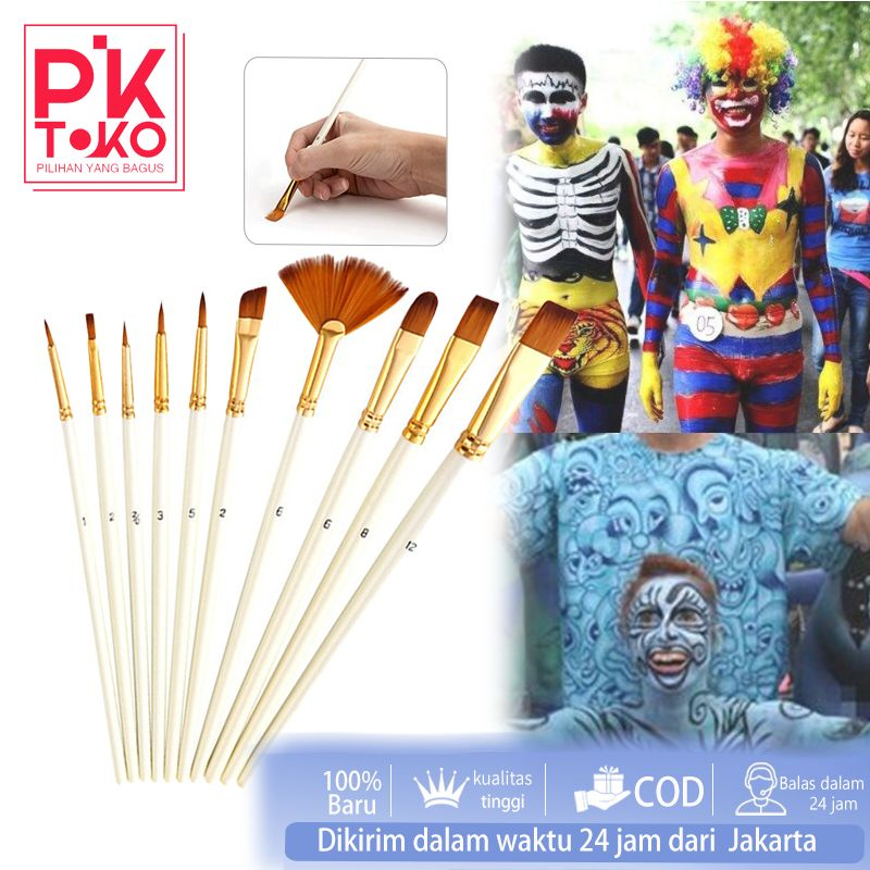 Jual 10pcs Kuas Lukis Set Kuas Cat Lukis Kuas Acrylic Kuas Painting ...