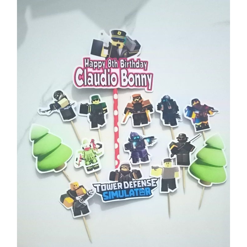 Jual cake topper hiasan kue roblox Tower defense simulator tds 040523a ...