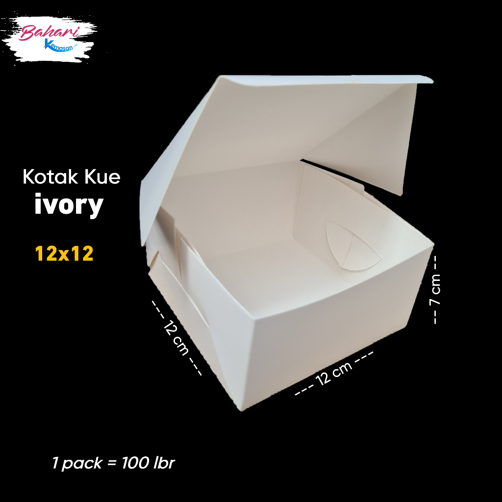 Jual box kue snack dus roti 12x12 ivory kotak 1 pack isi 100 | Shopee ...