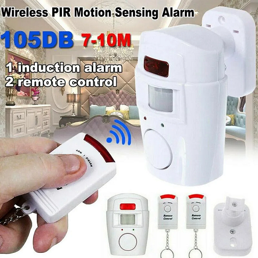 Jual Alarm Anti Maling 105dB Infrared PIR Sensor Gerak Kontrol Jarak Jauh 2 Remote Wireles ...