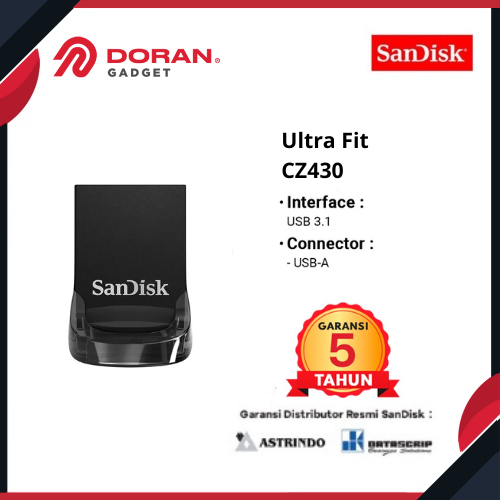 Jual Sandisk Flashdisk CZ430 128GB Ultra Fit 130Mbps - Original Garansi ...