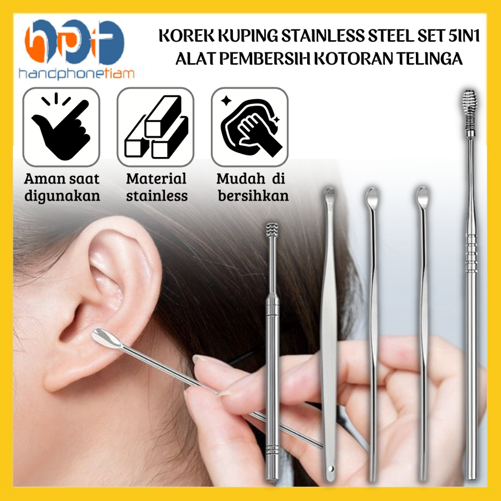 Jual HANDPHONETIAM Korek Kuping Stainless Steel Earwax Earpick Cleaner ...