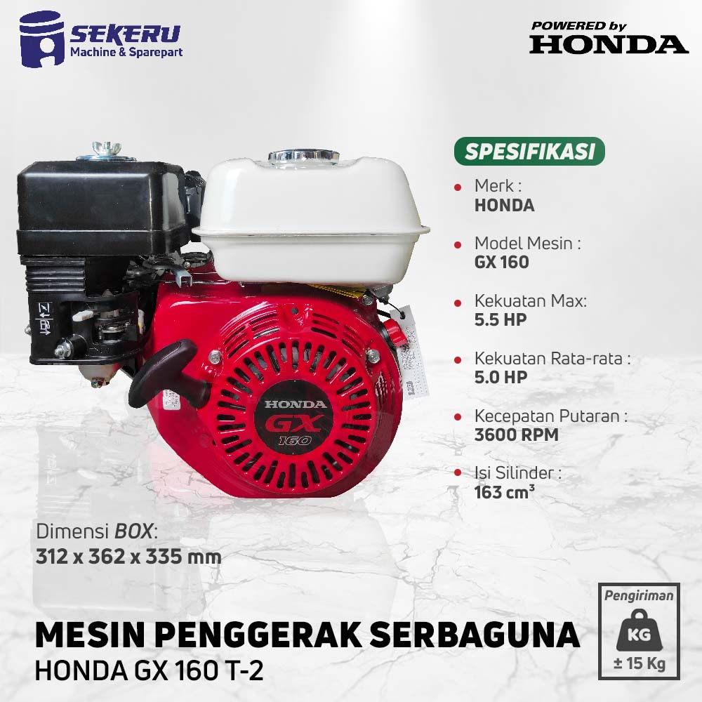 Jual Mesin Penggerak Serbaguna Bensin 5.5 HP 4 TAK Engine HONDA THAILAND GX 160 T2 | Shopee ...