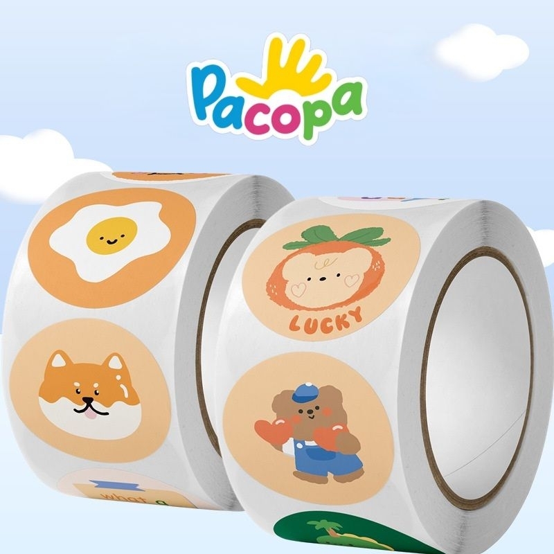 Jual [PACOPA] 500pcs Sticker Roll Macam Bentuk Karakter Sticker Thank ...