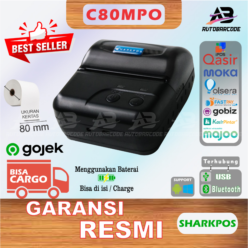 Jual Printer Bluetooth Sharkpos C80MPO Kertas Thermal 80MM Pos Kasir ...