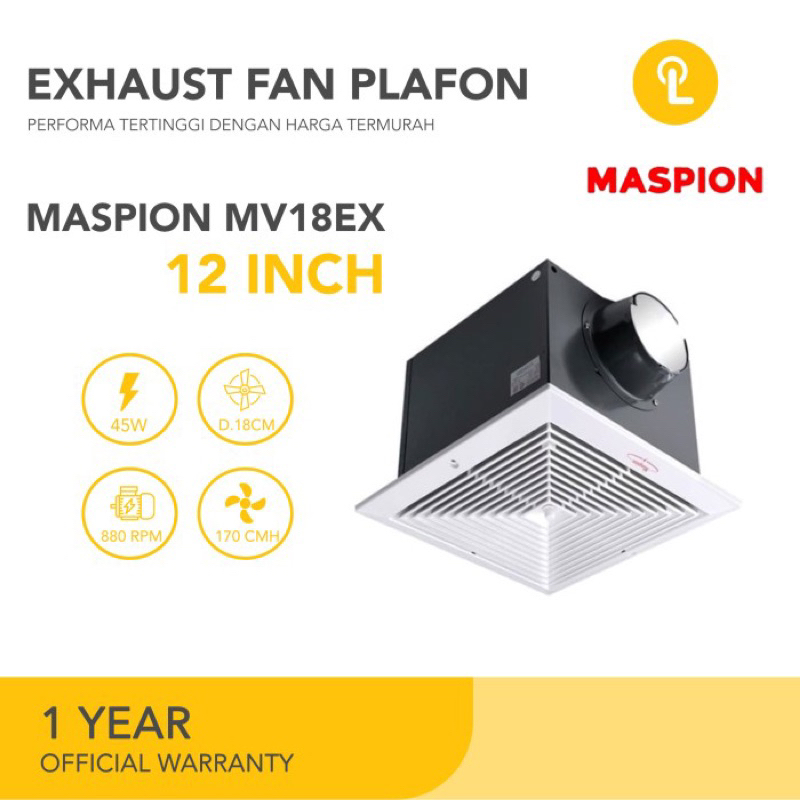 Jual Maspion MV18EX Ceiling Exhaust Fan Plafon Cerobong Sirocco Maspion ...