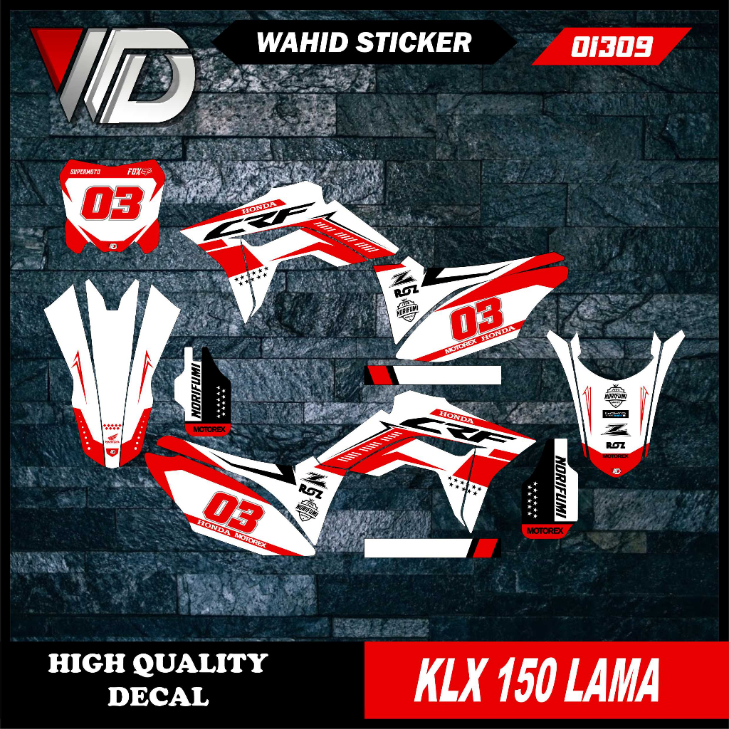 Jual 01309 Decal striker sepeda motor crf variasi dasar putih super ...