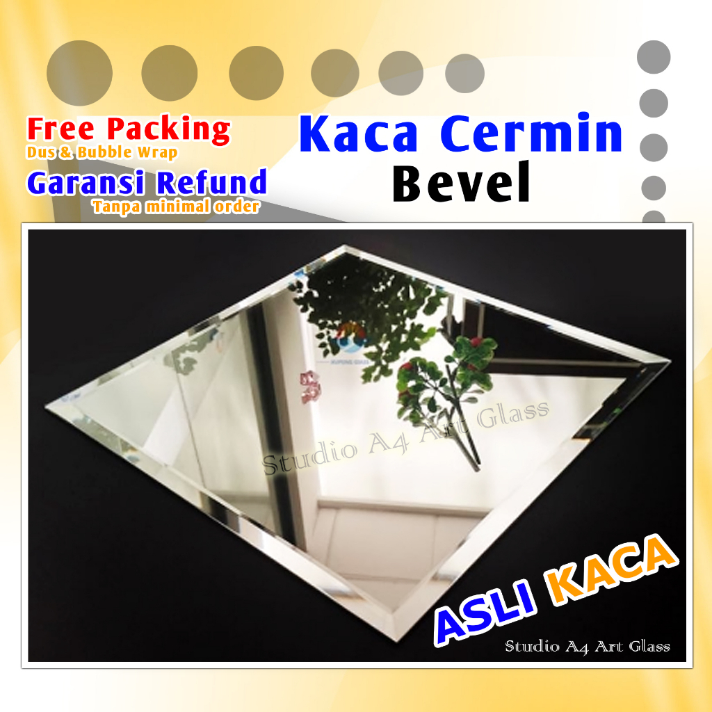 Jual Kaca cermin Bevel 30 x 30 cm tebal 5 mm- bevel 1cm Cermin Moulding ...