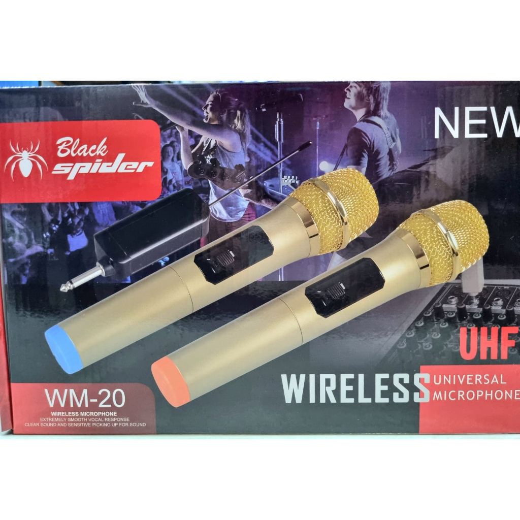 Jual Mic wireless black spider wm 20 / wm20 original 2mic genggam ...