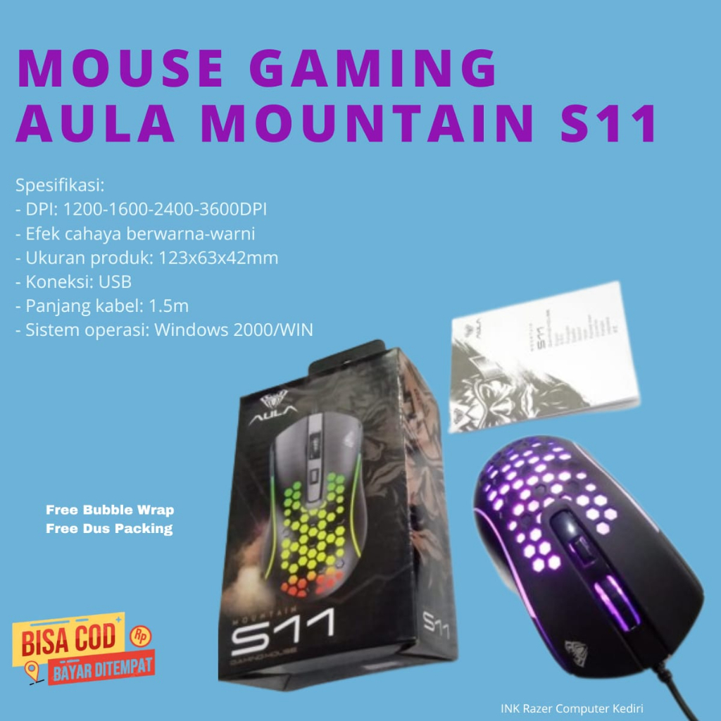 Jual AULA S11 Mountain Mouse Gaming Wired Optical RGB | Shopee Indonesia