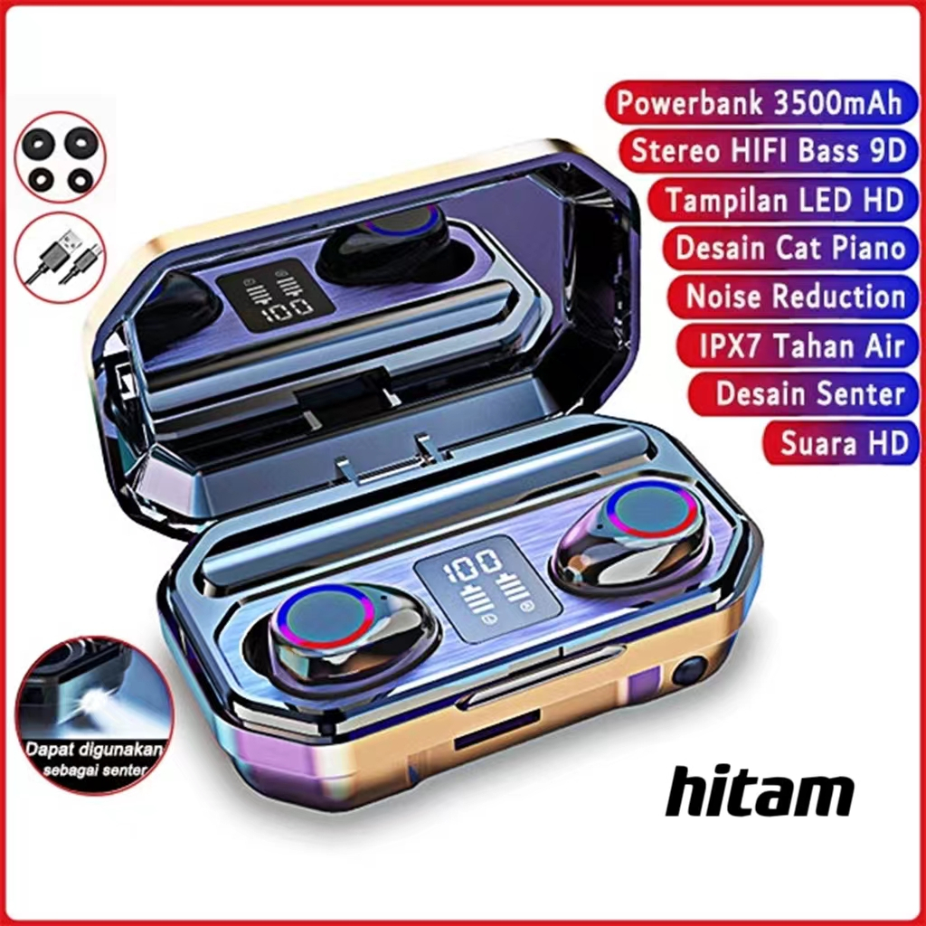 Jual Headset Bluetooth M12 TWS Wireless earphone Bluetooth 5.2 HiFi ...