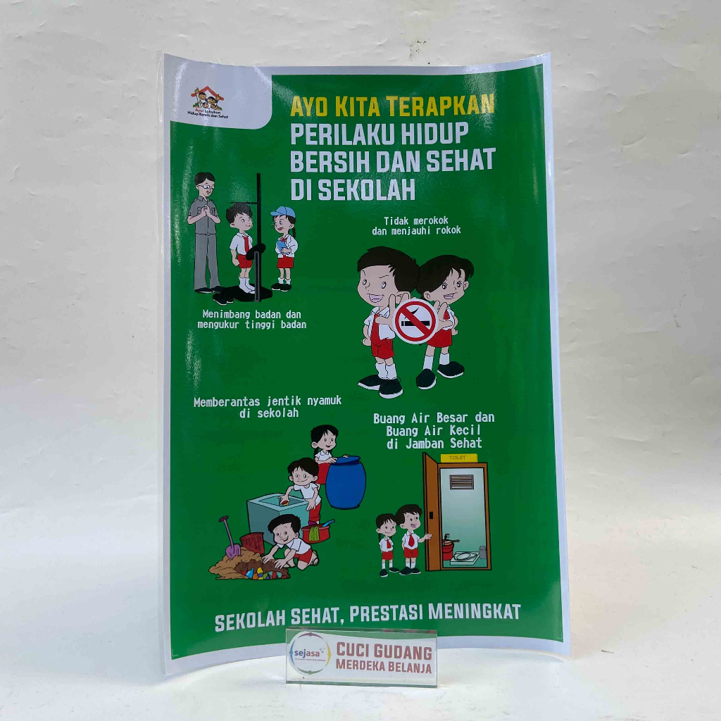 Jual Poster Sekolah | Poster Ayo Terapkan PHBS di Sekolah | Poster PHBS di Sekolah | Poster ...