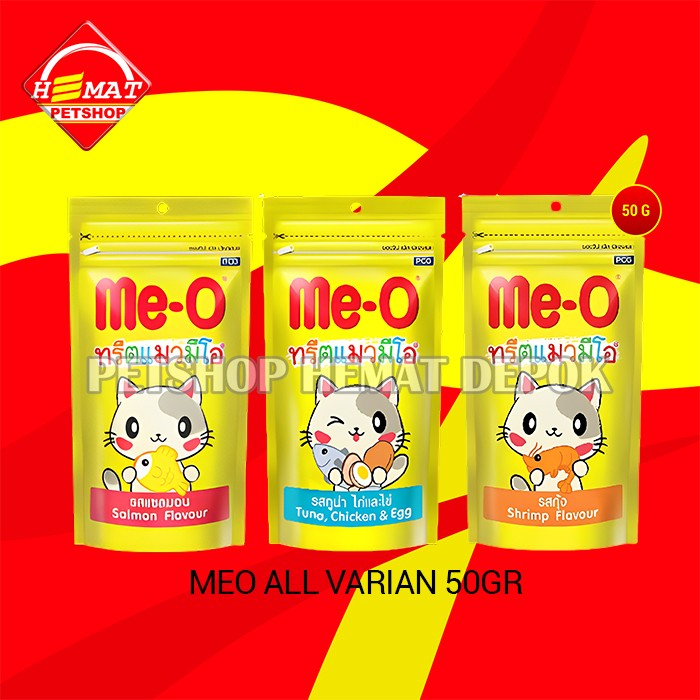 Jual Snack Makanan Kucing Cat treat Meo Dry Food 50 Gram | Shopee Indonesia