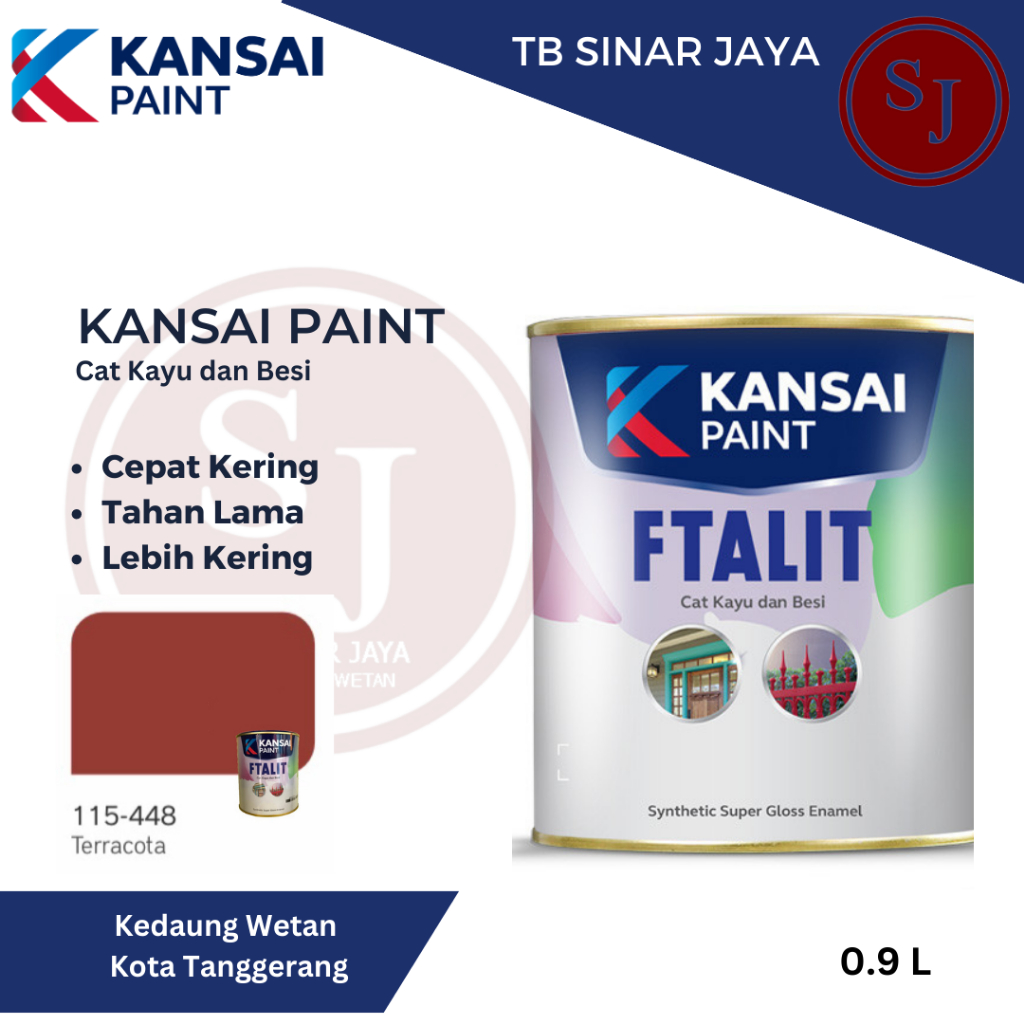Jual Cat Kayu Dan Besi Kansai Paint FTALIT Warna Glos 1KG 448 Trracota ...