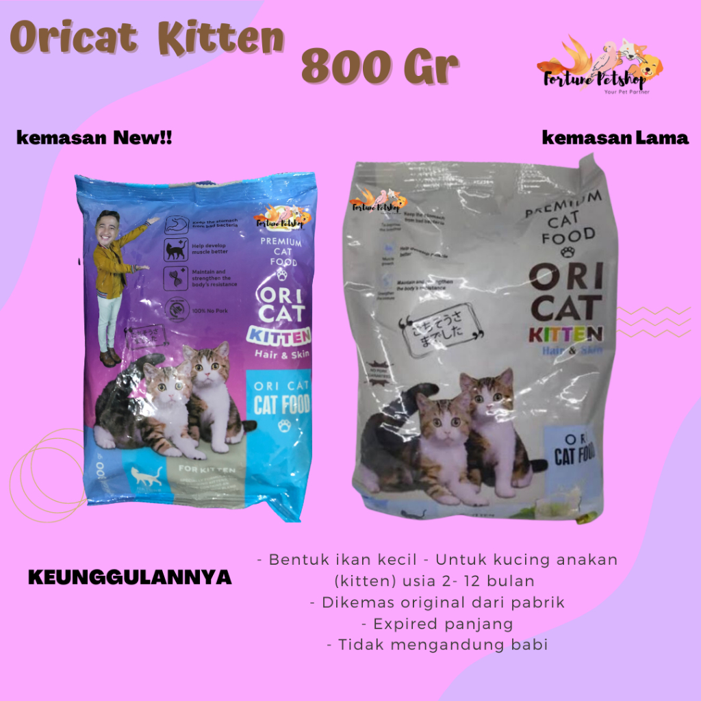Jual ORI CAT FOOD PREMIUM ORICAT KITTEN 800gr Frespack FOR KITTEN ...