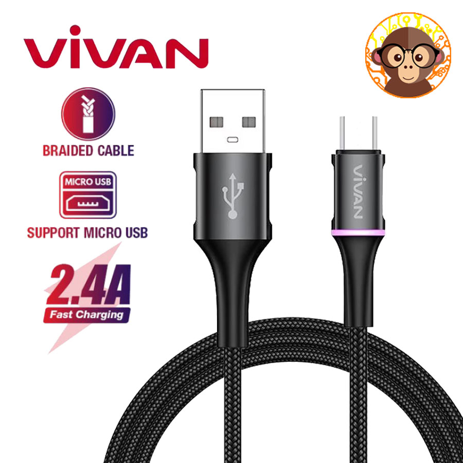 Jual Kabel Data Micro USB Vivan VDM100 / VDM200 2.4A 100cm / 200cm ...