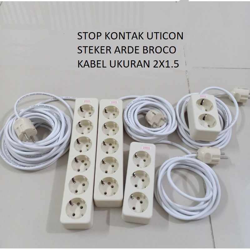 Jual kabel rolan sambungan kabel 2x1.5 stop kontak uticon 1.2.3.4.5 ...