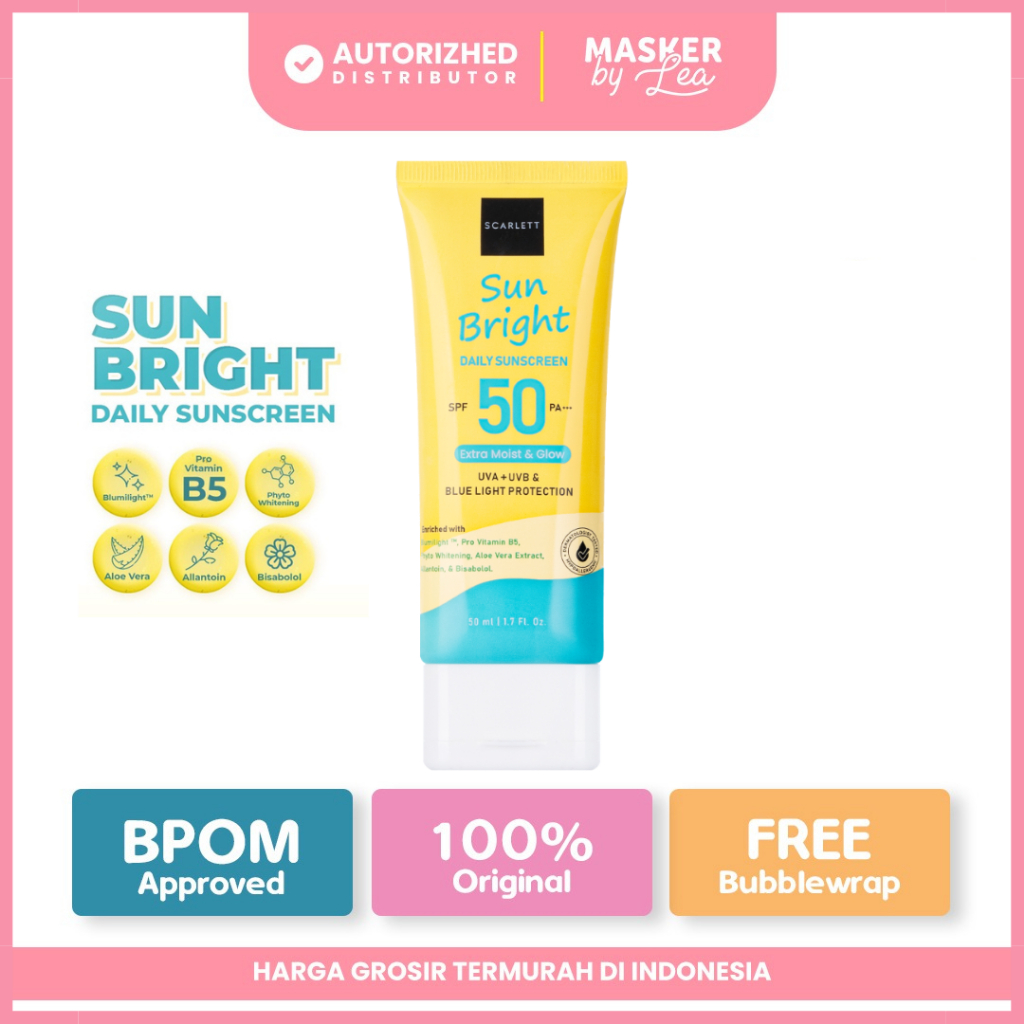 Jual Scarlett Whitening Sunscreen Sun Bright Daily SPF 50 PA+++ | Shopee Indonesia