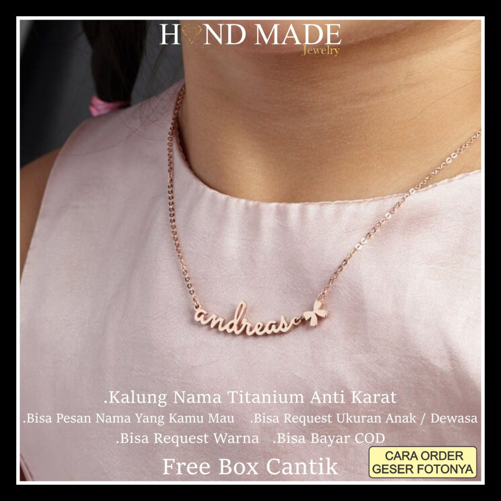 Jual kalung nama anak perempuan kalung nama titanium anti karat anak ...