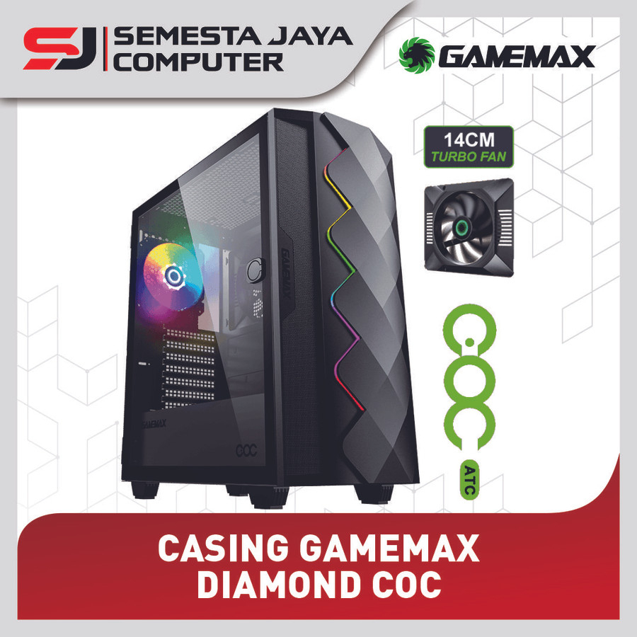Jual Gamemax Diamond COC PC Case with COC Turbo Fan Tempered Glass ...
