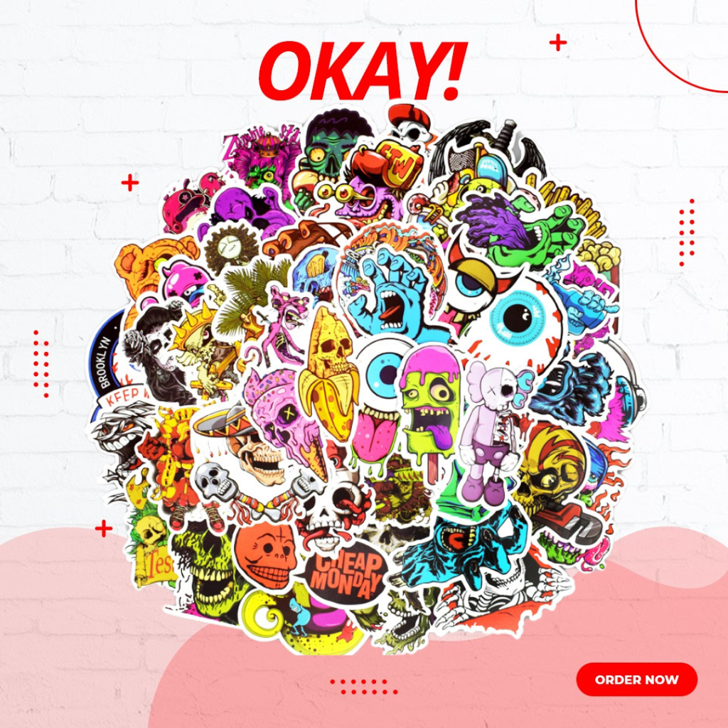 Jual OKAY Stiker Graffiti Gitar Laptop Dinding Botol Koper Grafiti ...