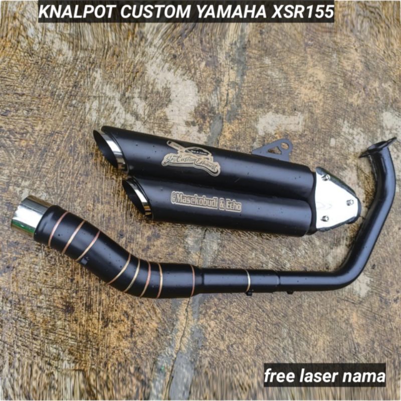 Jual knalpot racing custom yamaha xsr 155 double muffler hitam doff ...