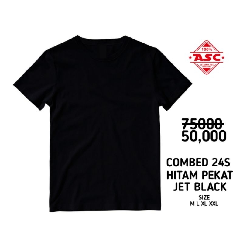 Jual KAOS POLOS COMBED 24S PREMIUM HITAM PEKAT JET BLACK | Shopee Indonesia