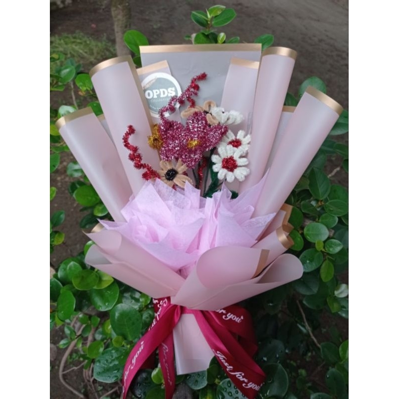Jual Buket Bunga Kawat Bulu Mercy - Buket Bunga Palsu - Pipe Cleaner ...
