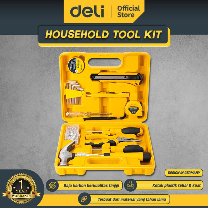 Jual Deli Household Tool Kit / Set Perkakas Rumah 18Pcs Multifungsi EDL1018J | Shopee Indonesia