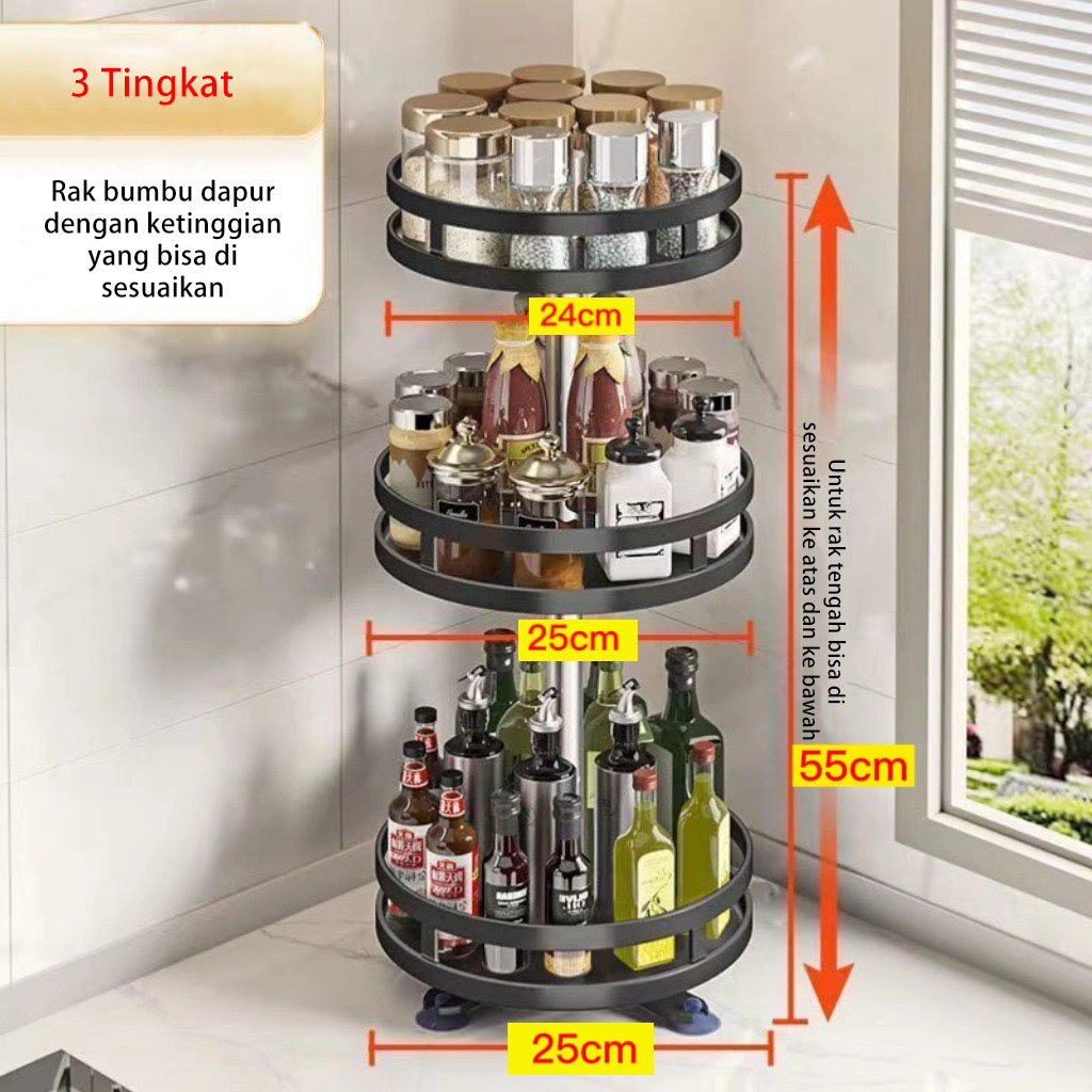 Jual 【ZEN】Rak Bumbu Berputar 360 Derajat Rak Bumbu Dapur Rak Dapur ...