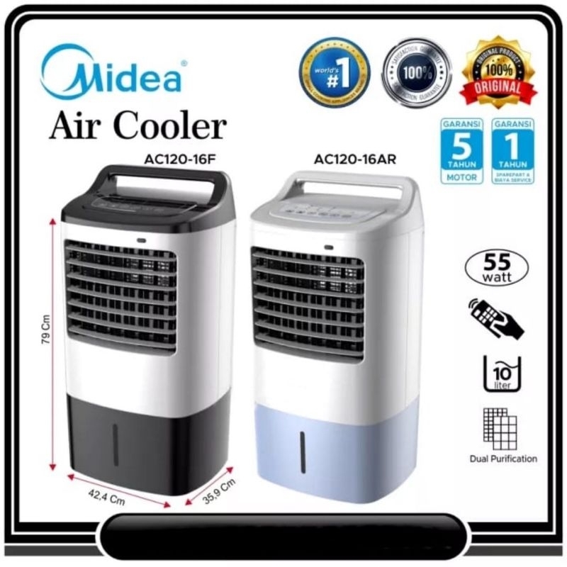Jual MIDEA Air Cooler Kapasitas 10 Liter Remote Control Hitam/Putih AC120-16F/16AR | Shopee ...
